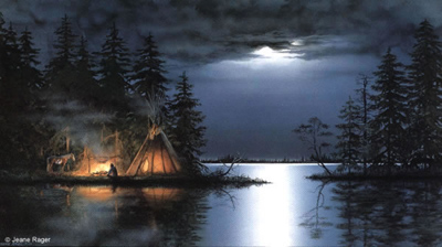 JEANNE RAGER 19X34 Secondary Market Art: "NIGHT LIGHTS" - RAGER, JEANNE