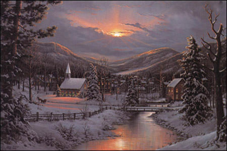 JESSE BARNES 24X16 Secondary Market Art: "WINTERS TWILIGHT" - BARNES, JESSE