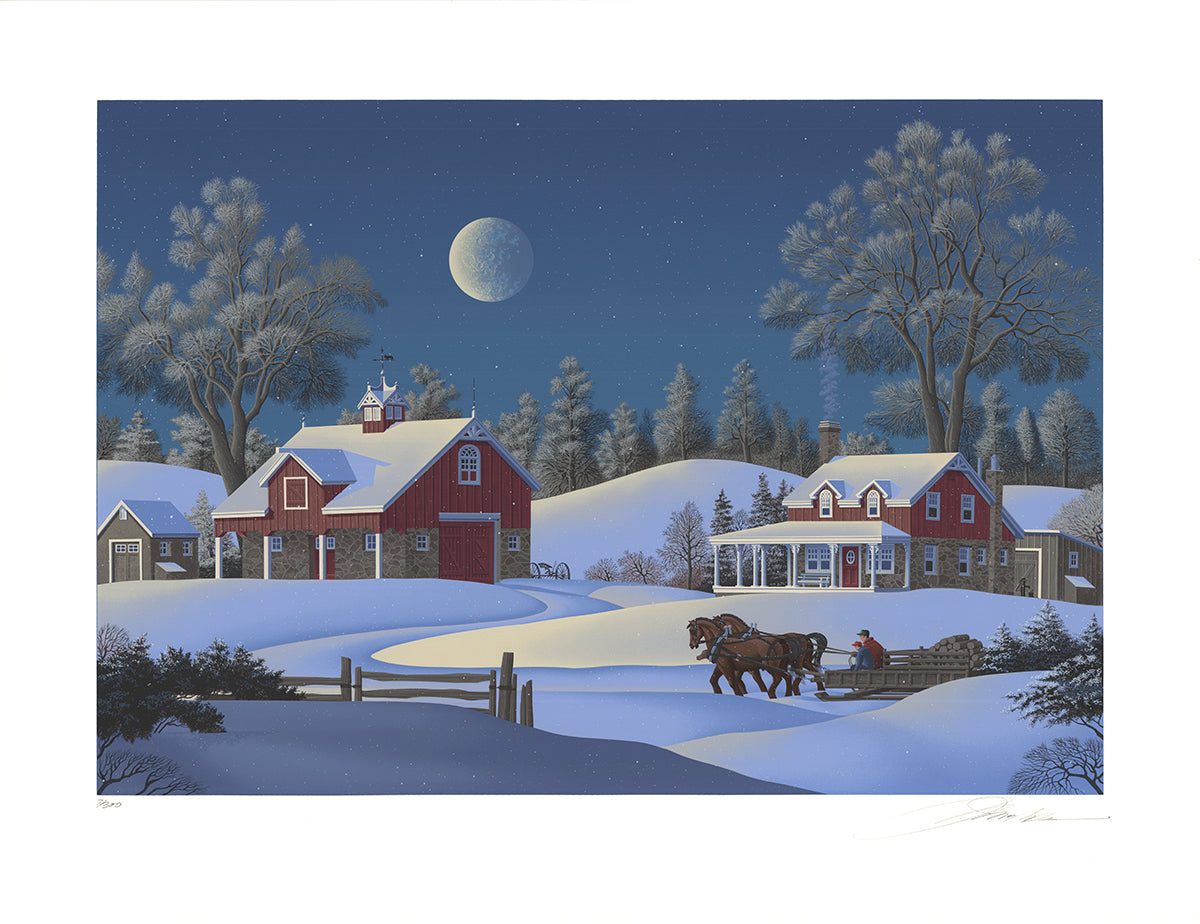 Jim Buckels Rare Vintage Artist Signed Serigraph: "Winterset Farm ...