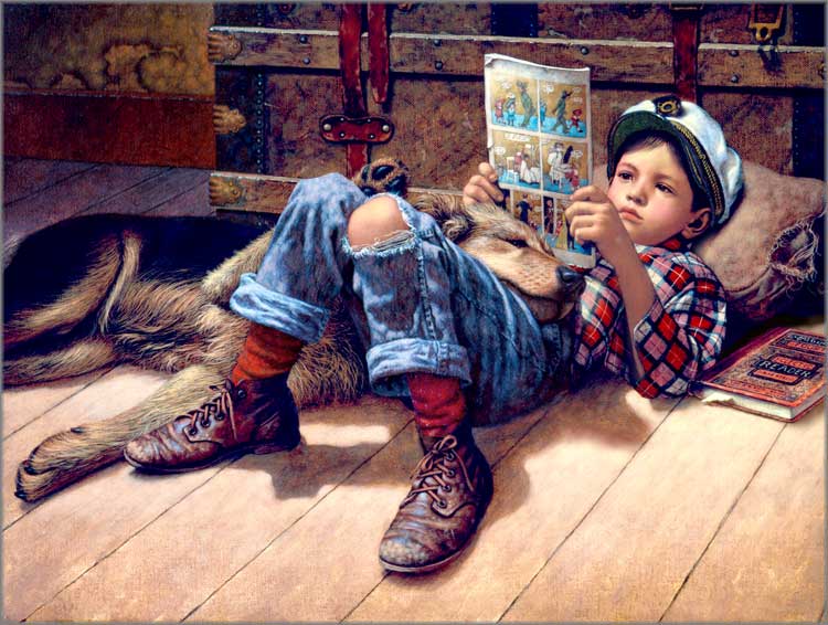 Jim Daly Artist Hand Signed Fine Art Canvas Giclee:"Favorite Reader ...