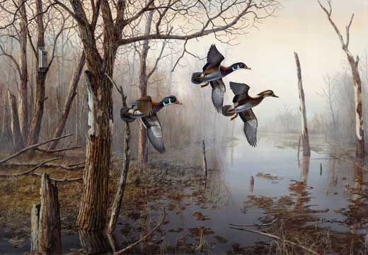 Jim Hansel Hand Signed and Numbered Limited Edition Canvas: "Backwater ...
