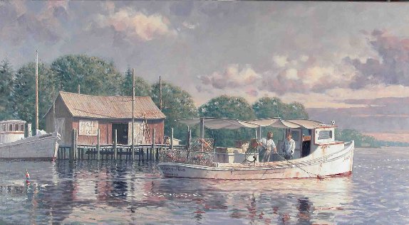 John Barber Handsigned and Numbered Limited Edition Print "Crab Potting ...