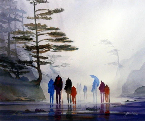 John Ebner Print-Signed:"Beachcombers" - John Ebner