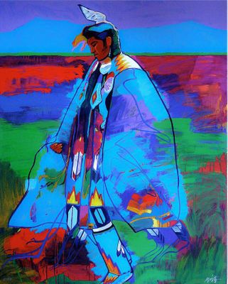 John Nieto Limited Edition Serigraph on Paper:"Dancer at Taos Pueblo ...