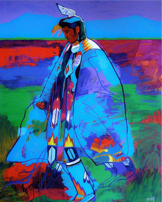 John Nieto Limited Edition Serigraph on Paper:"Dancer at Taos Pueblo ...