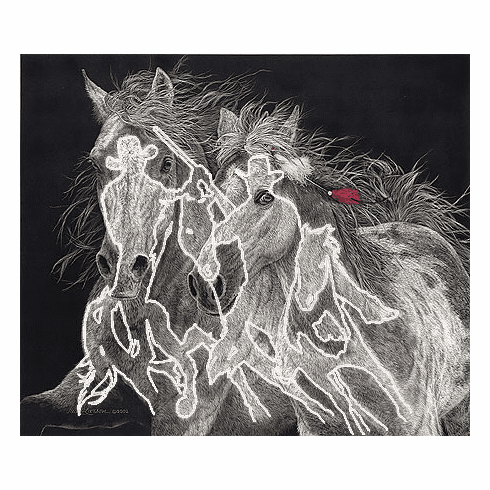 Judy Larson Handsigned & Numbered Limited Edition Print:"The Pursued ...