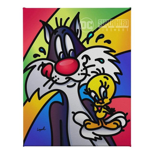 Lisa Lopuck 24x30 Gallery Wrapped Canvas:"Sylvester & Tweety" - Lisa Lopuck