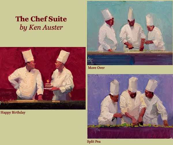 Ken Auster Hand-signed Ltd Ed Canvas Giclee:"Chef - Suite of 3" - Ken ...