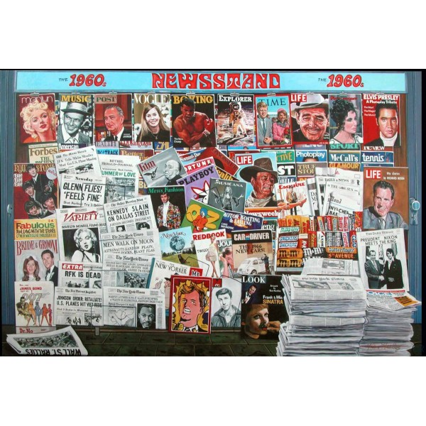 Ken Keeley Giclee on Canvas:"1960's Newstand" - Ken Keeley