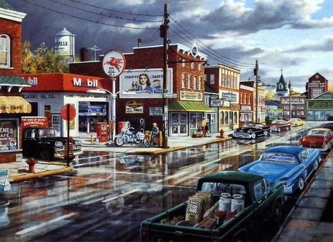 Ken Zylla Artist Proof:"Reflections Of Main Street" - Ken Zylla