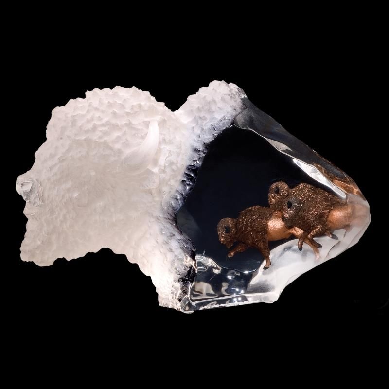 Kitty Cantrell Artist Proof Mixed Media Lucite Bison Sculpture:"Thunder ...