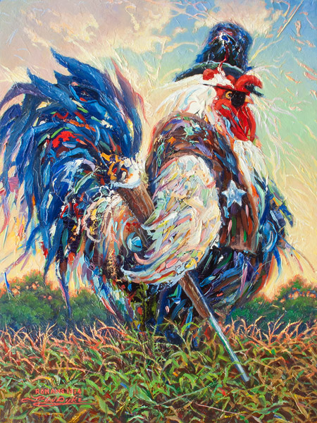 Larry Dyke Artist Hand signed Open Edition Canvas Giclee: "Rooster ...