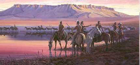 LARRY ZABEL 32X14 Secondary Market Art: "RAIDERS RENDEZVOUS" - ZABEL, LARRY