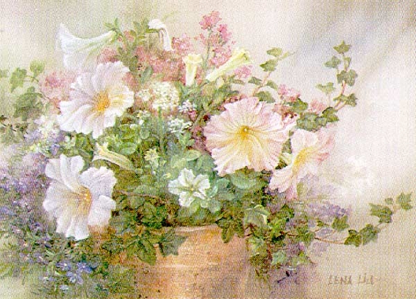 Lena Liu Handsigned & Numbered Limited Edition Canvas: "Potted Petunias ...