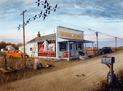 Les Kouba Artist Proof:"By The Country Store" - Les Kouba