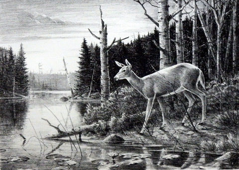 Les Kouba Print-Signed and Numbered:"Down to the Drink" - Les Kouba