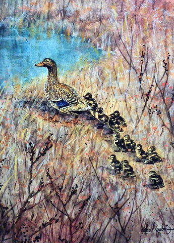 Les Kouba Print-Signed and Numbered:"Duck Stroll" - Les Kouba