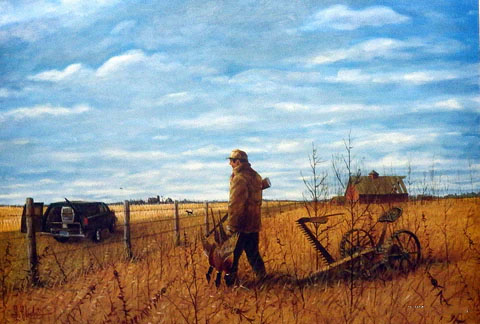 Les Kouba Print-Signed and Numbered:"Got 'Em In The Back Forty" - Les Kouba