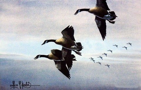 Les Kouba Print-Signed and Numbered:"Honkers On Their Way" - Les Kouba