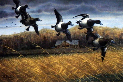 Les Kouba Print-Signed and Numbered:"Rainy River Bills" - Les Kouba