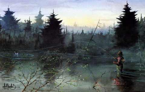 Les Kouba Print-Signed and Numbered:"Trout For Breakfast" - Les Kouba