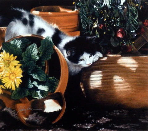 Lesley Harrison Artist Proof:"Potting Shed Play" - Lesley Harrison