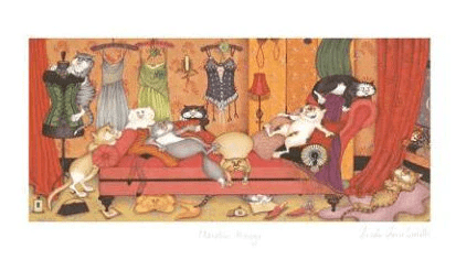 Linda Jane Smith Limited Edition Lithograph on Paper: "Mewlin Rouge ...