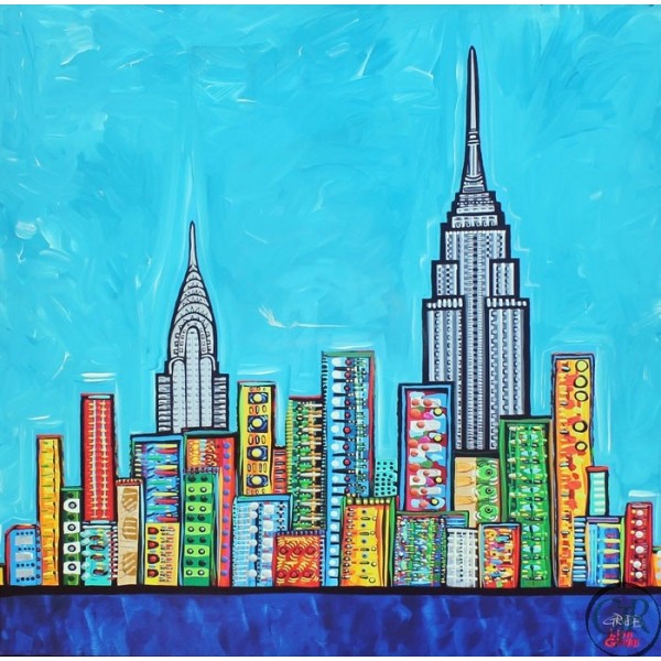 Lisa Grubb Hand Embellished Giclee on Canvas:"New York Pops" - Lisa Grubb
