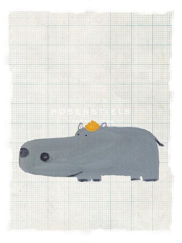 Lisa Stickley 30 x 40 in. Open Giclee Canvas:"Hatted Hippo" - Lisa Stickley