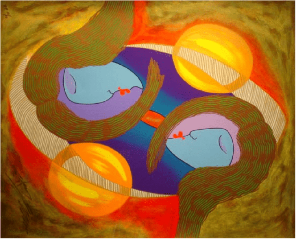 Lun Zen Artist Signed Limited Edition Serigraph on paper:"Love" - Lun Zen