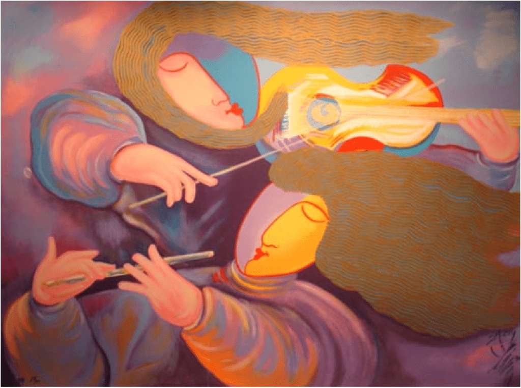 Lun Zen Artist Signed Limited Edition Serigraph on paper:"Musical Taste ...