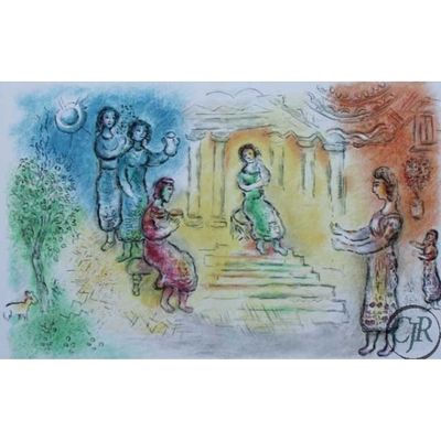 Marc Chagall Color Lithograph on Paper:"Ulysses at Alcinous' Palace ...