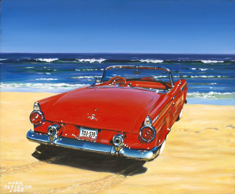 Mark Peterson Open Edition Giclee on Canvas:"55 T Bird" - Mark Peterson