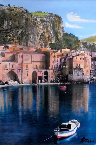 Martin Roberts Hand Signed Giclee on Canvas:"Little Red Row Boat ...