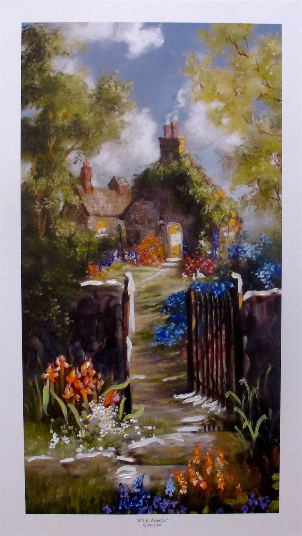 Marty Bell Hand Painted Lithograph:"Marty Bell Allerford Garden ...