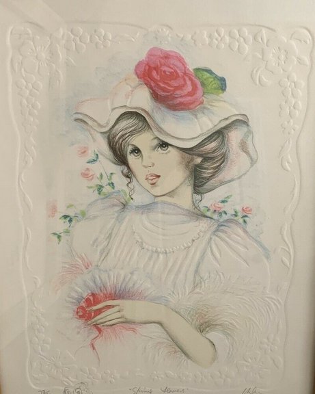 Mary Vickers Limited Edition Mixed Media Lithograph:"Spring Flowers ...