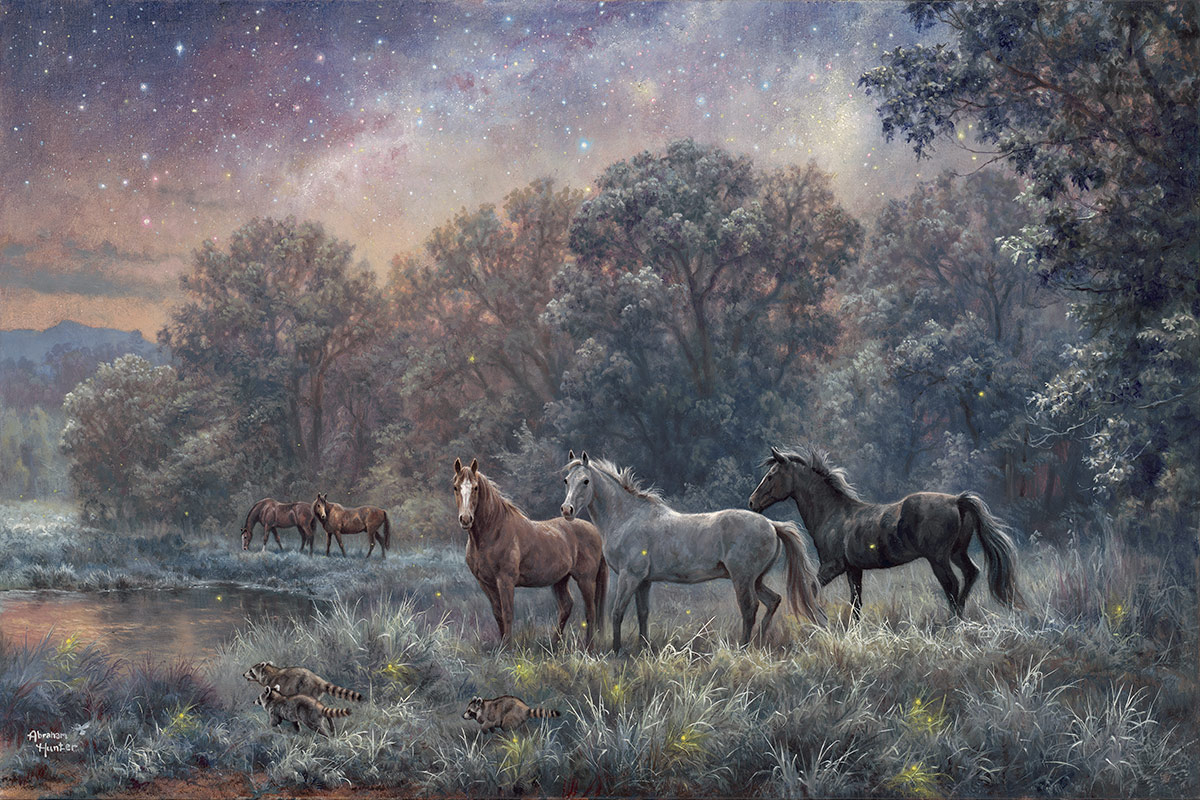 Abraham Hunter Artist Hand Signed Limited Edition Embellished Canvas ...