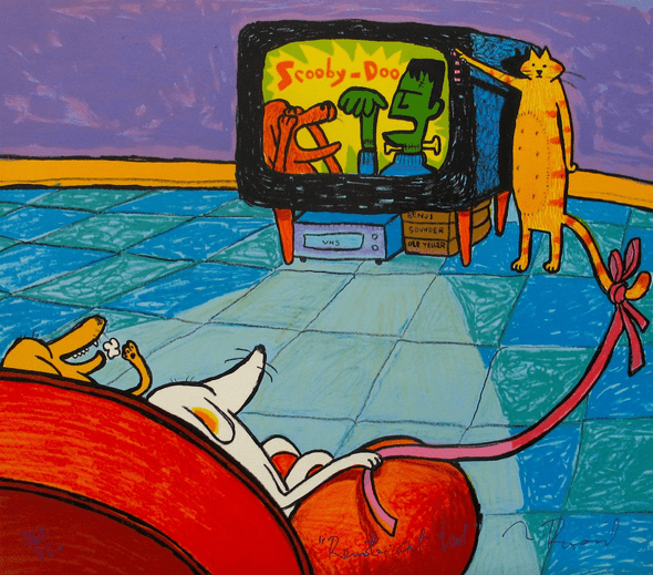 Matt Rinard Hand Signed Limited Edition Lithograph:"Remote Cat-Trol ...