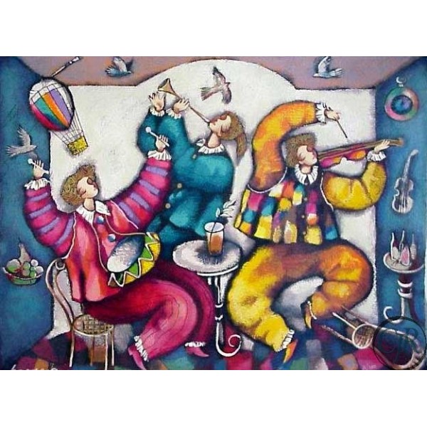 Michael Kachan Serigraph on Paper:"Happy Playing" - Michael Kachan
