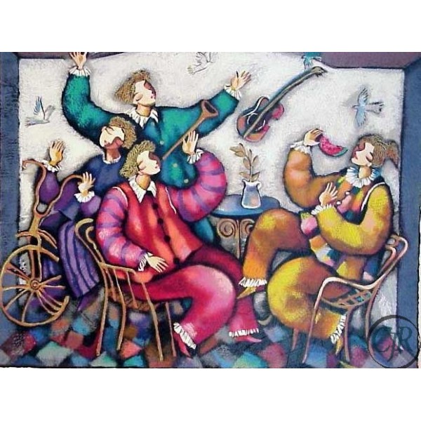 Michael Kachan Serigraph on Paper:"Let's Make a Party" - Michael Kachan