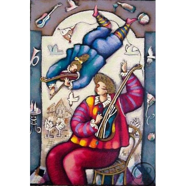 Michael Kachan Serigraph on Paper:"String Duet" - Michael Kachan