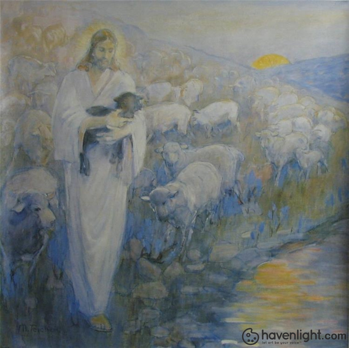 Minerva Teichert Fine Art Canvas Giclee: "Rescue Of The Lost Lamb ...