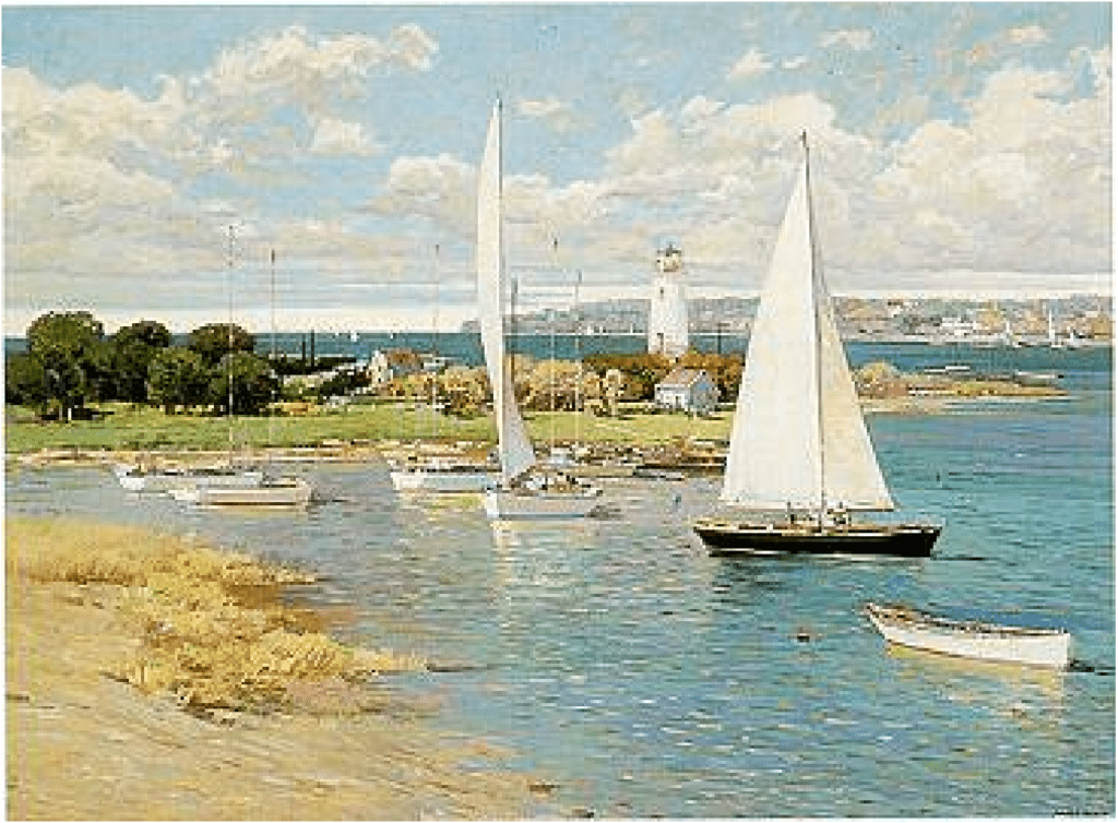 Ming Feng Artist Signed Limited Edition Serigraph on paper:"Lighthouse Point" - Ming Feng