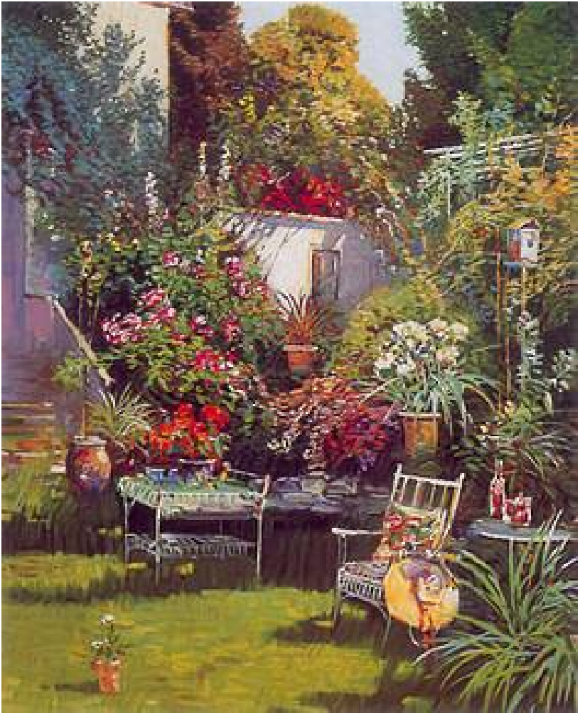 Ming Feng Artist Signed Limited Edition Serigraph on paper:"Retreat In Bloom" - Ming Feng