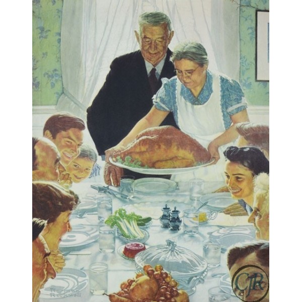 Norman Rockwell Collotype on Paper:"Freedom from Want" - Norman Rockwell