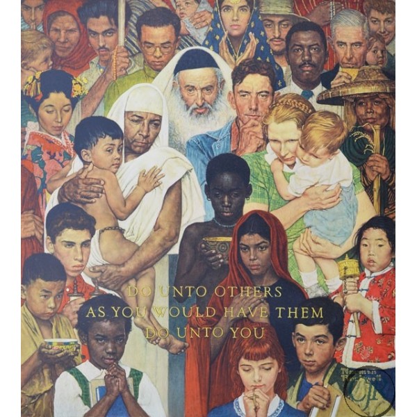Norman Rockwell Collotype on Paper:"The Golden Rule" - Norman Rockwell