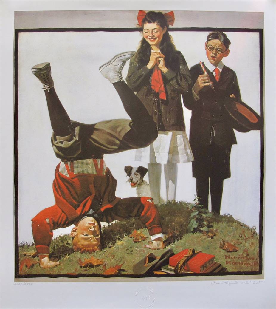 Norman Rockwell Limited Edition Lithograph:"Cousin Reginald Is Cut Out ...