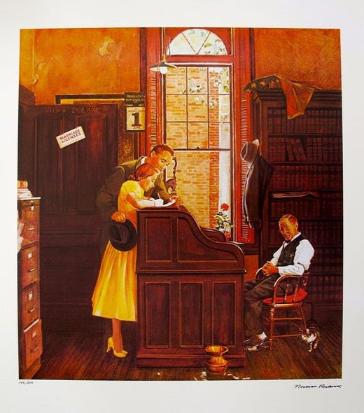 Norman Rockwell Signed Limited Edition Lithograph:"1978 Marriage ...