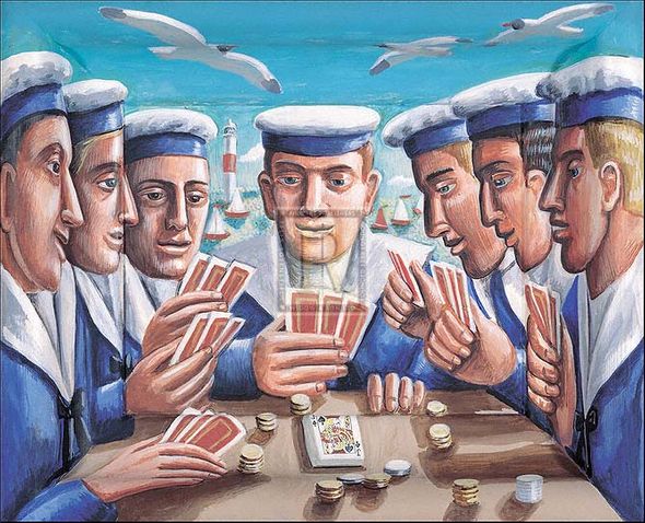 P J Crook Hand Numbered Limited Edition Print on Paper :"Deck Hands ...