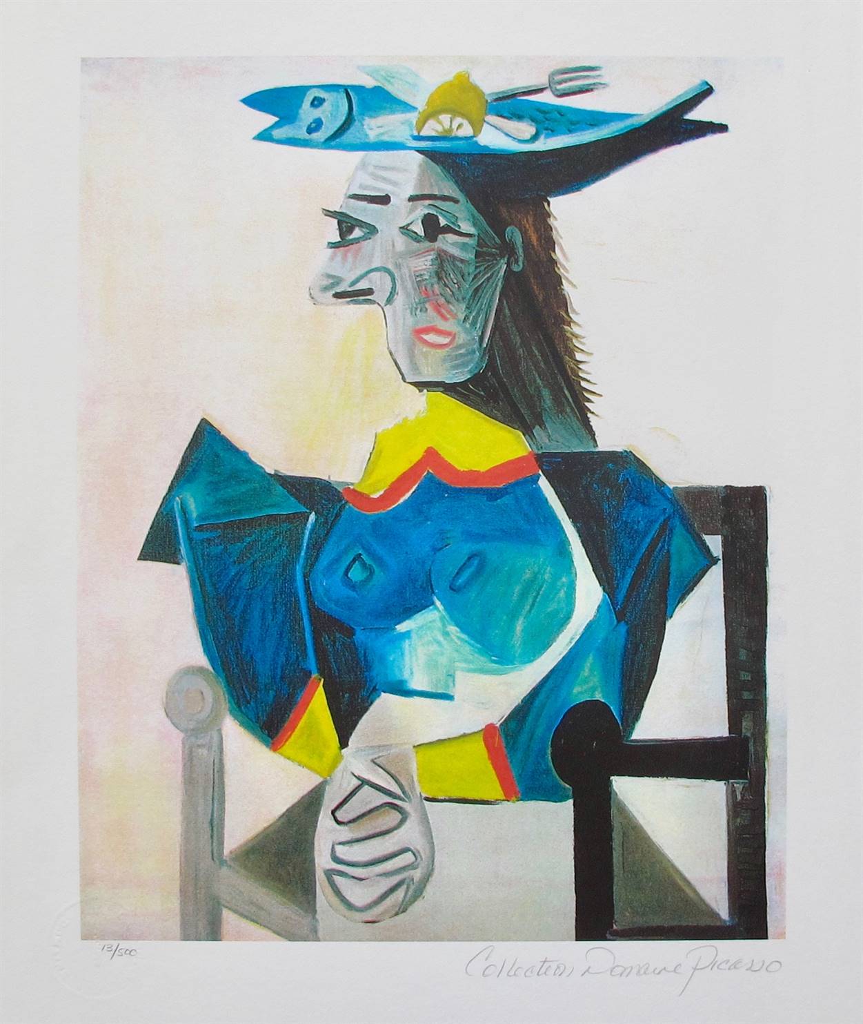 Pablo Picasso Estate Signed Giclee:"#128 Lady With Fork And Lemon In ...